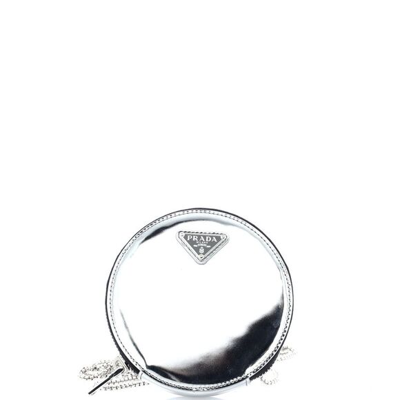 Prada | Bags | Prada Round Pouch Bag With Chain Brushed Leather Mini ...